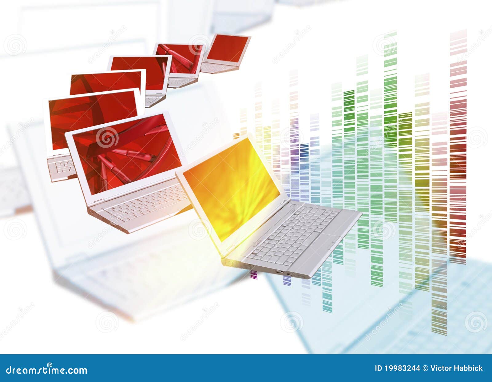 Dna on computer laptops stock illustration. Illustration of double ...