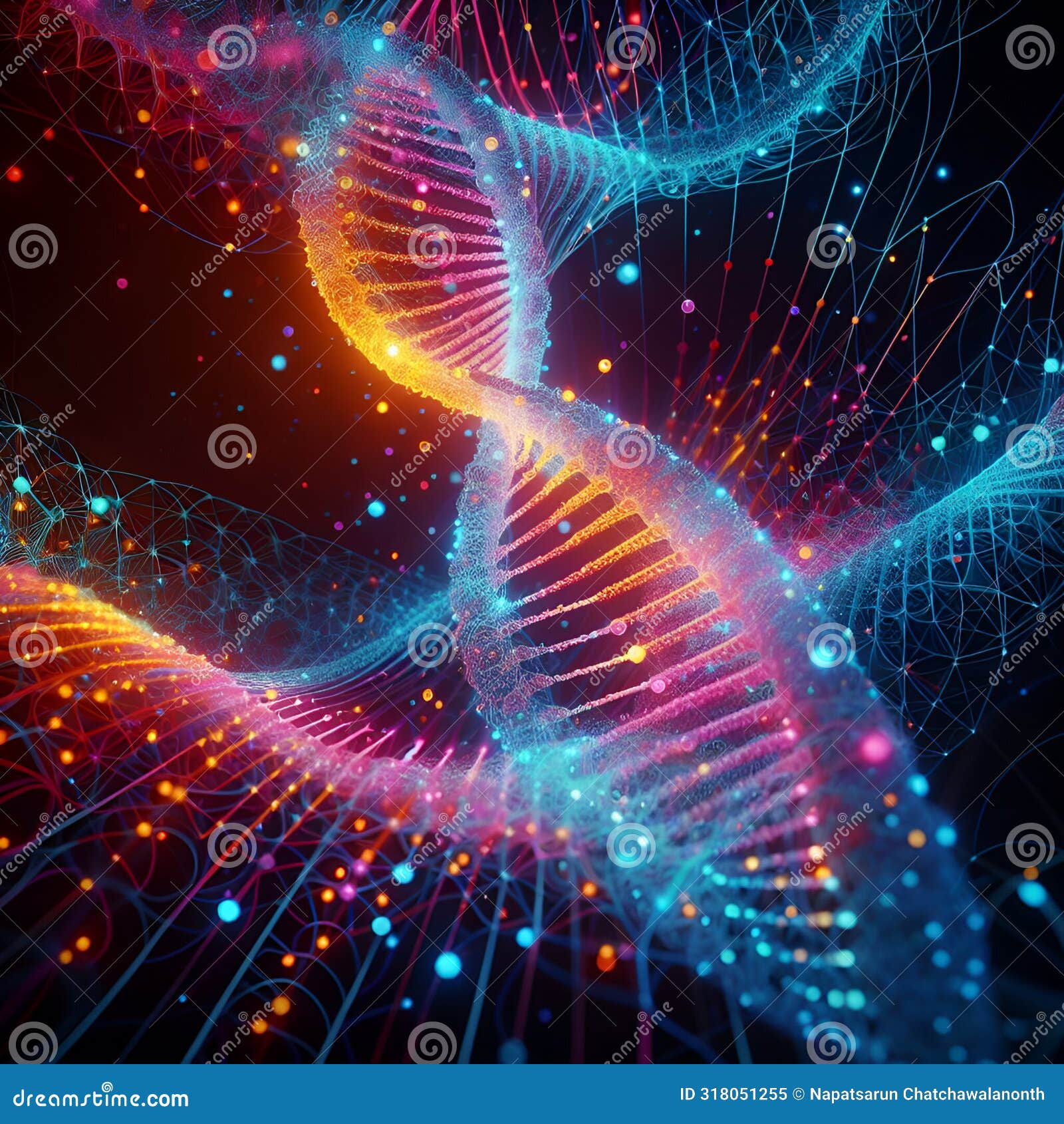 DNA Connection: Bridging Worlds through Technology. Stock Illustration ...