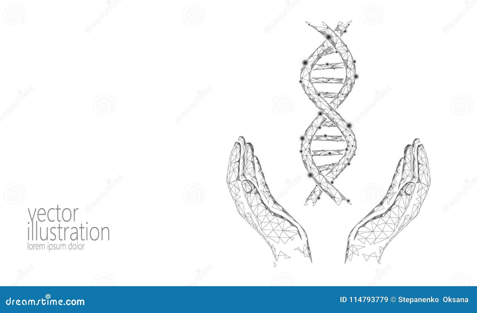 DNA 3D Chemical Molecule Structure Hands Low Poly. Polygonal Triangle ...