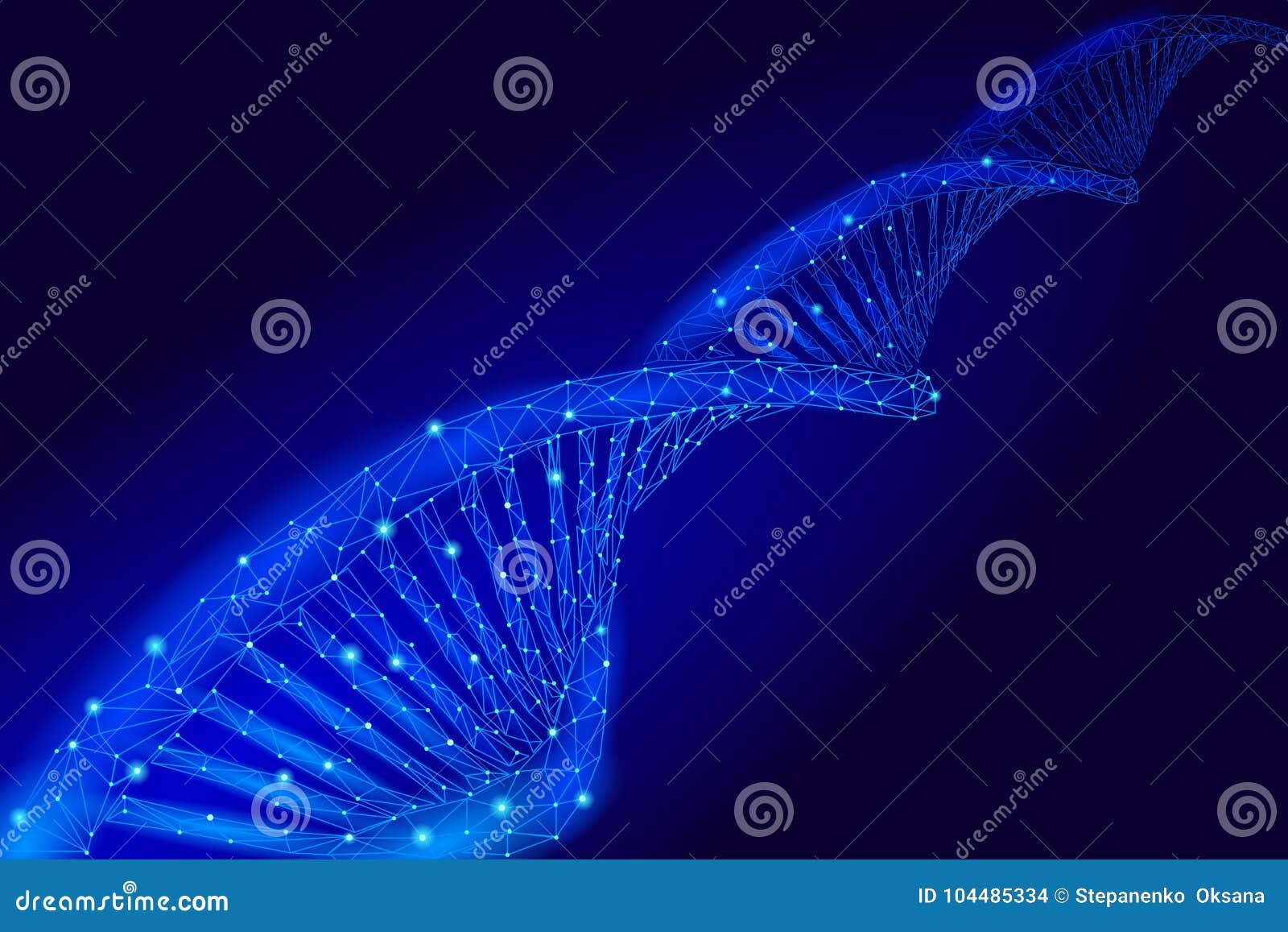 DNA 3D Chemical Molecule Structure Low Poly. Polygonal Triangle Point ...