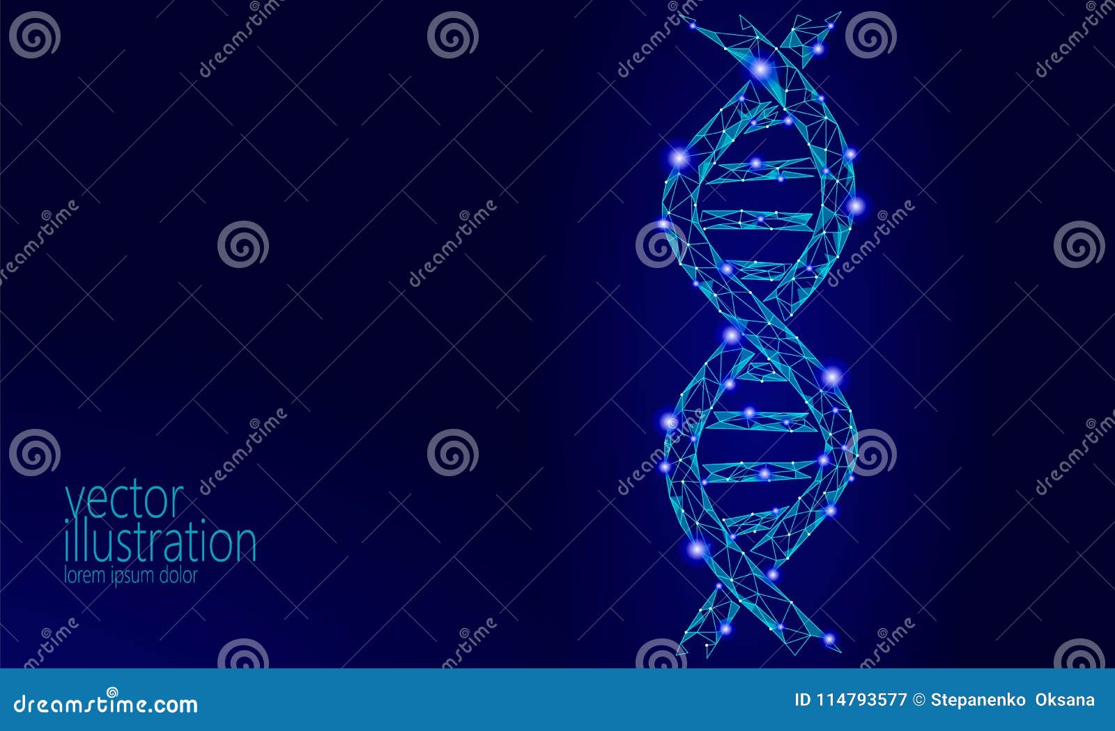 DNA 3D Chemical Molecule Structure Low Poly. Polygonal Triangle Point ...