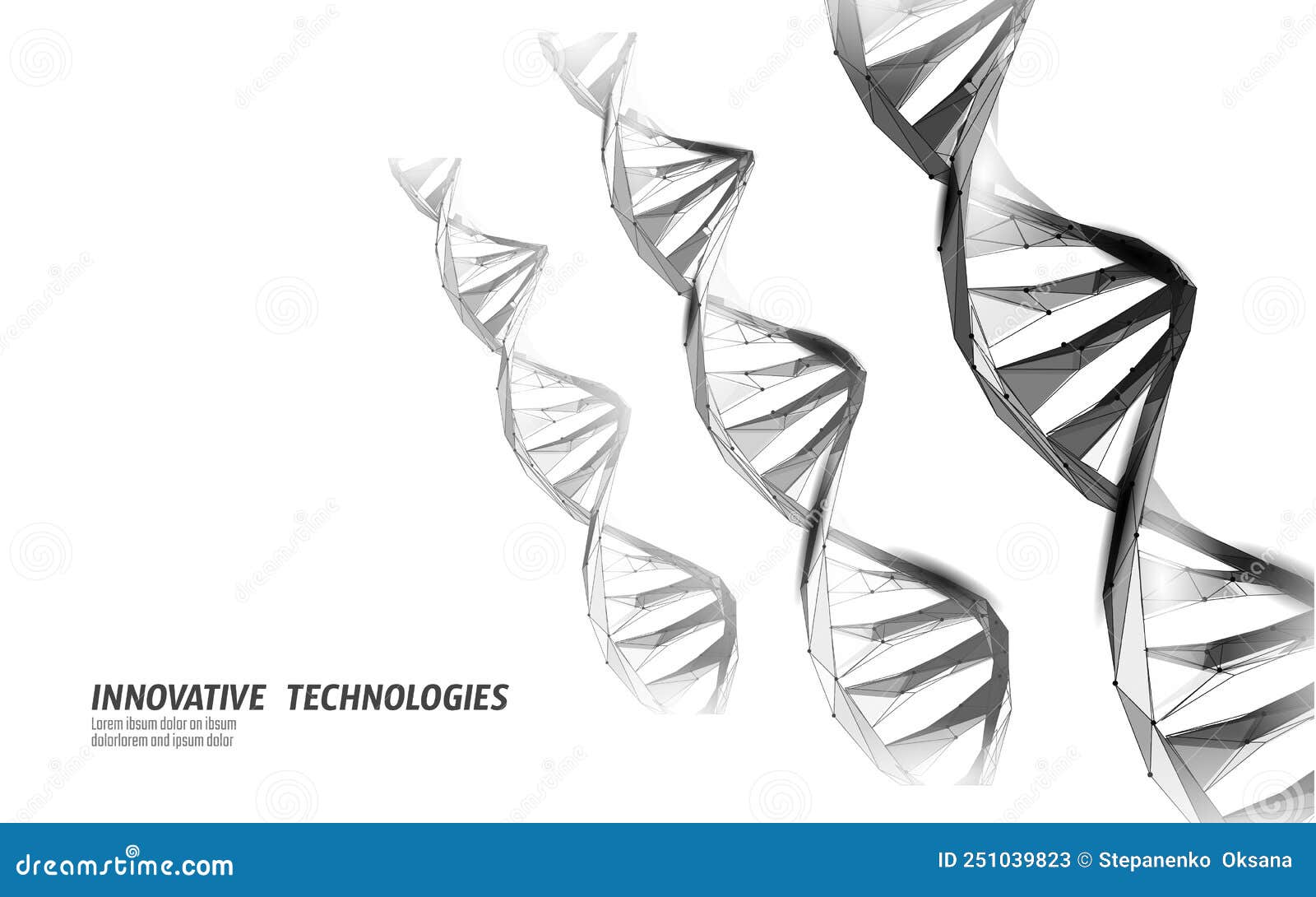 DNA 3D Chemical Molecule Structure Low Poly. Polygonal Triangle Point ...