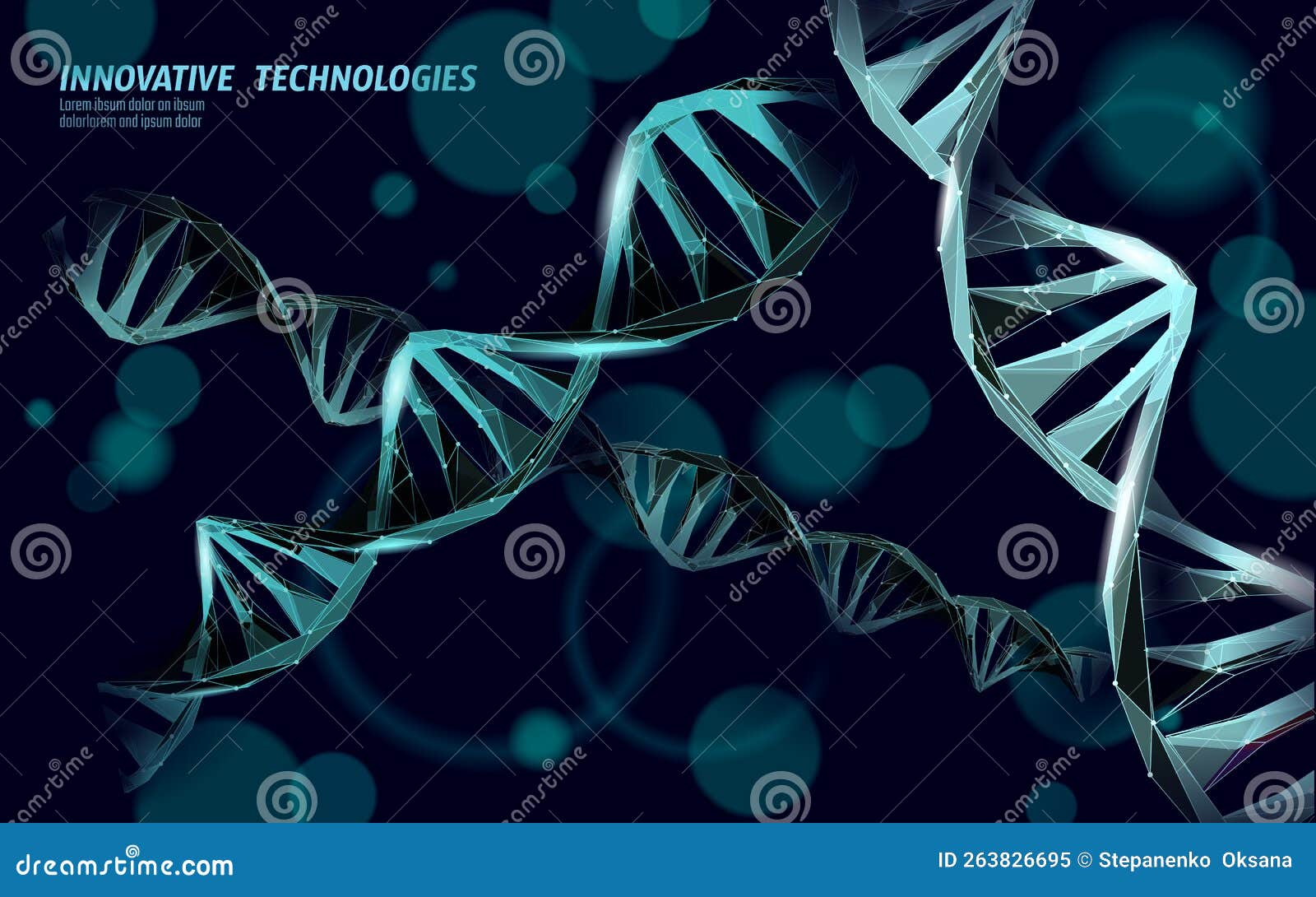 DNA 3D Chemical Molecule Structure Low Poly. Polygonal Triangle Point ...
