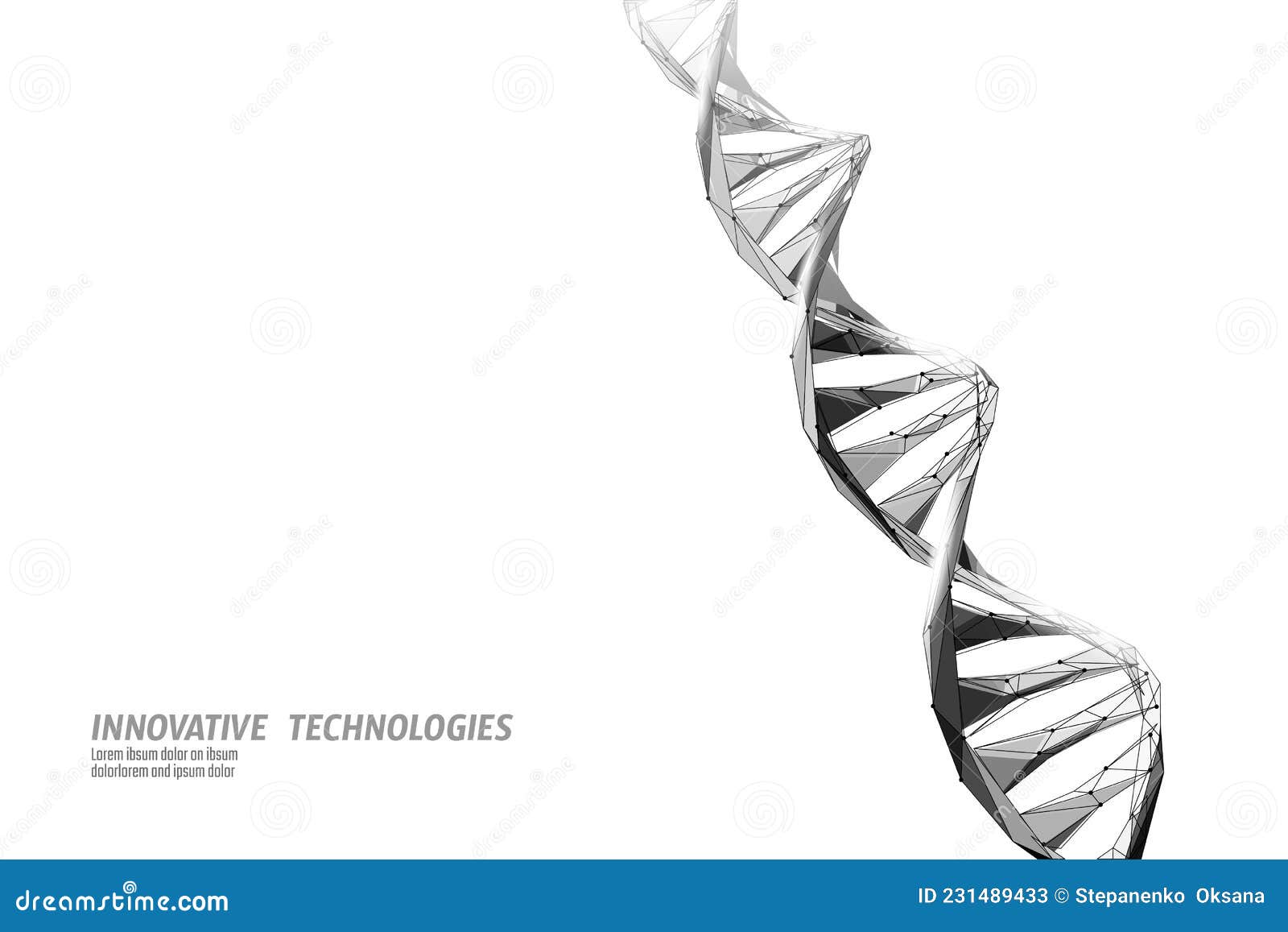 DNA 3D Chemical Molecule Structure Low Poly. Polygonal Triangle Point ...