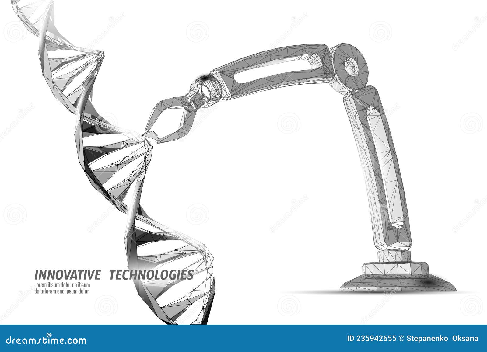 DNA 3D Structure Editing Medicine Concept. Low Poly Polygonal Triangle ...