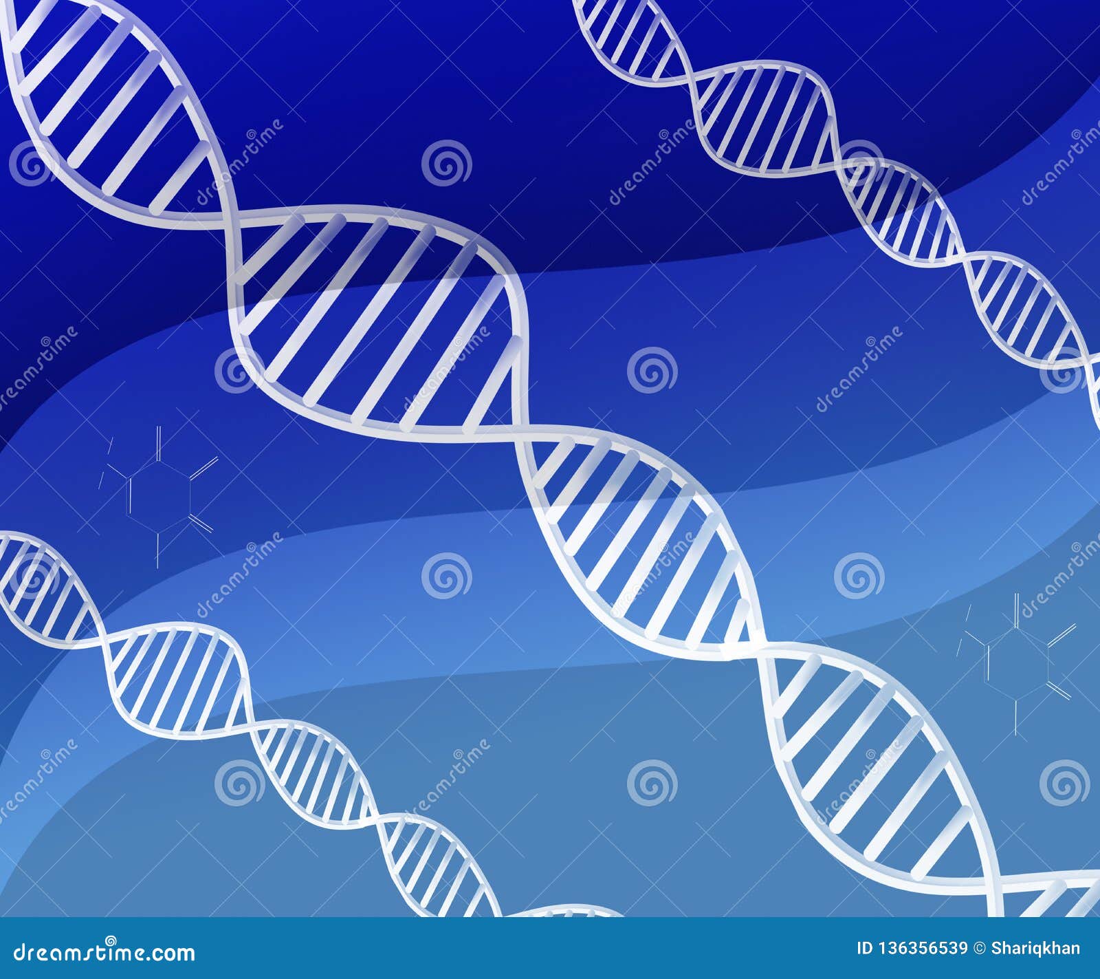 DNA Deoxyribonucleic Acid Abstract Structure on Blue Background Stock ...