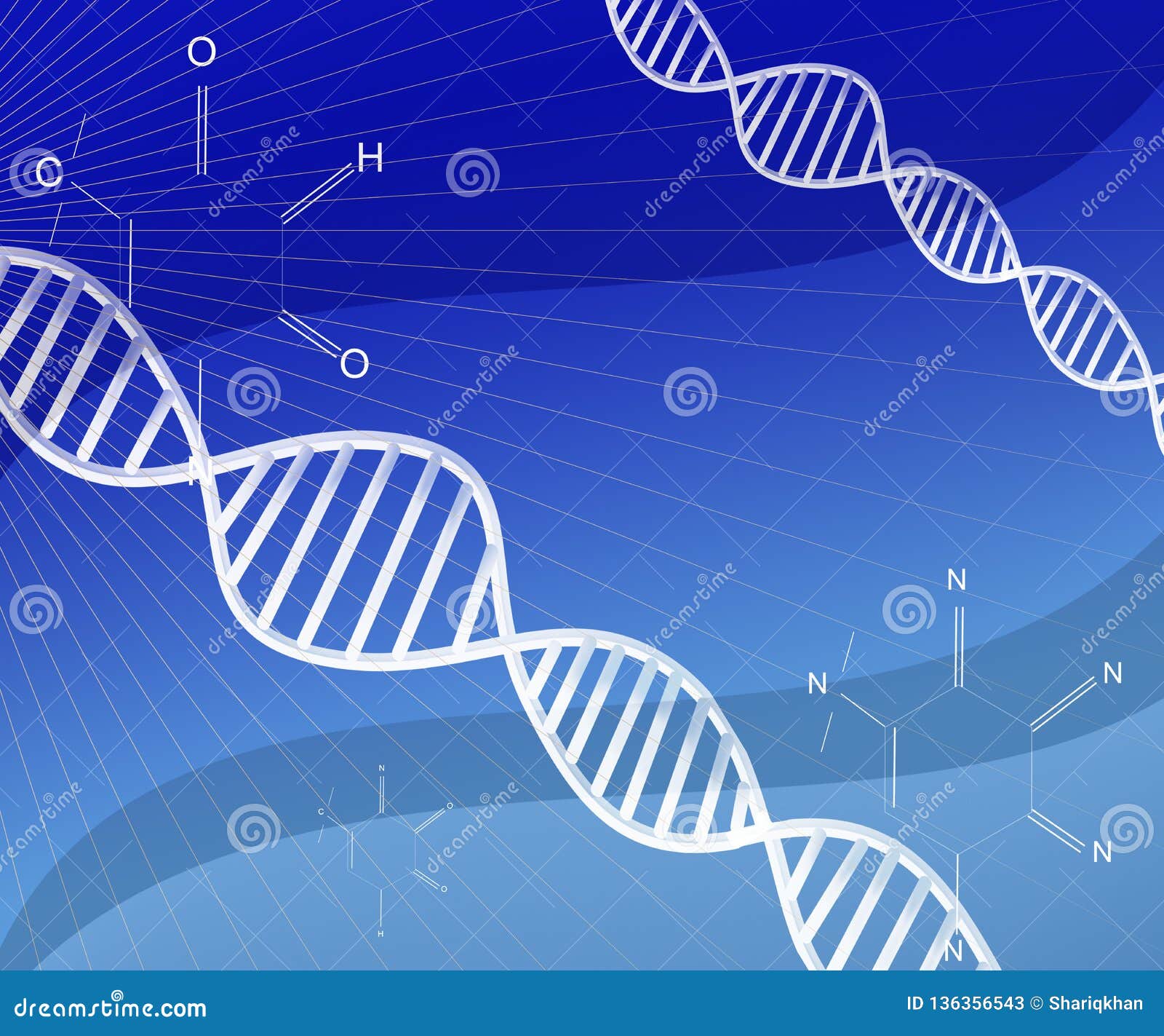 Blue DNA (deoxyribonucleic Acid) Background With Waves Royalty-Free ...