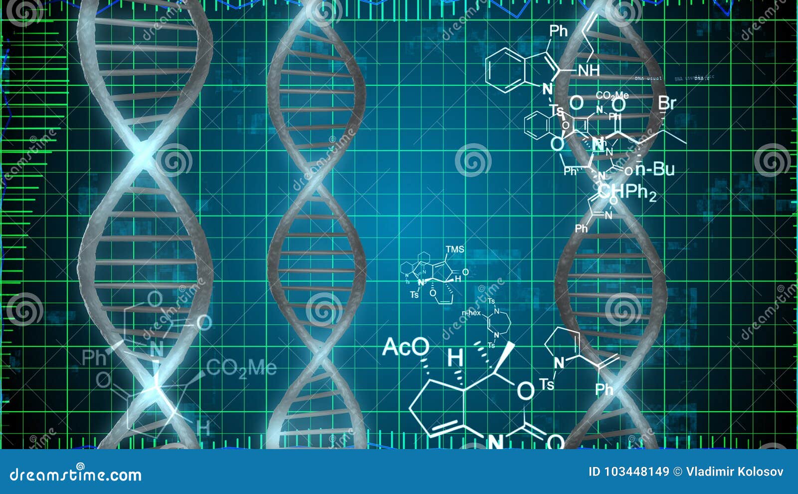 DNA Diagram on Blue Grid stock illustration. Illustration of health ...