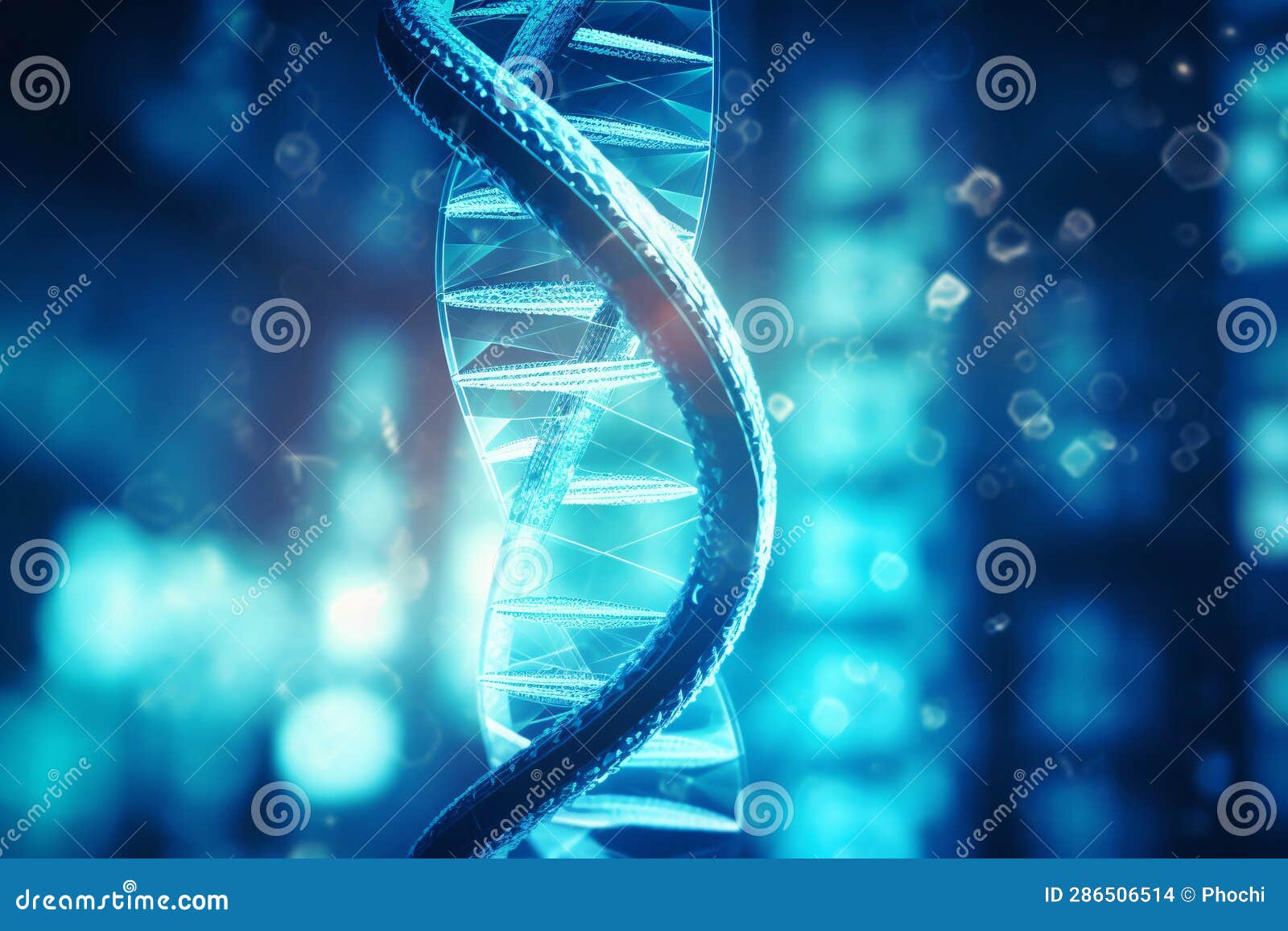 Blue DNA Helix Realistic Model Genome Molecule Educative Material ...