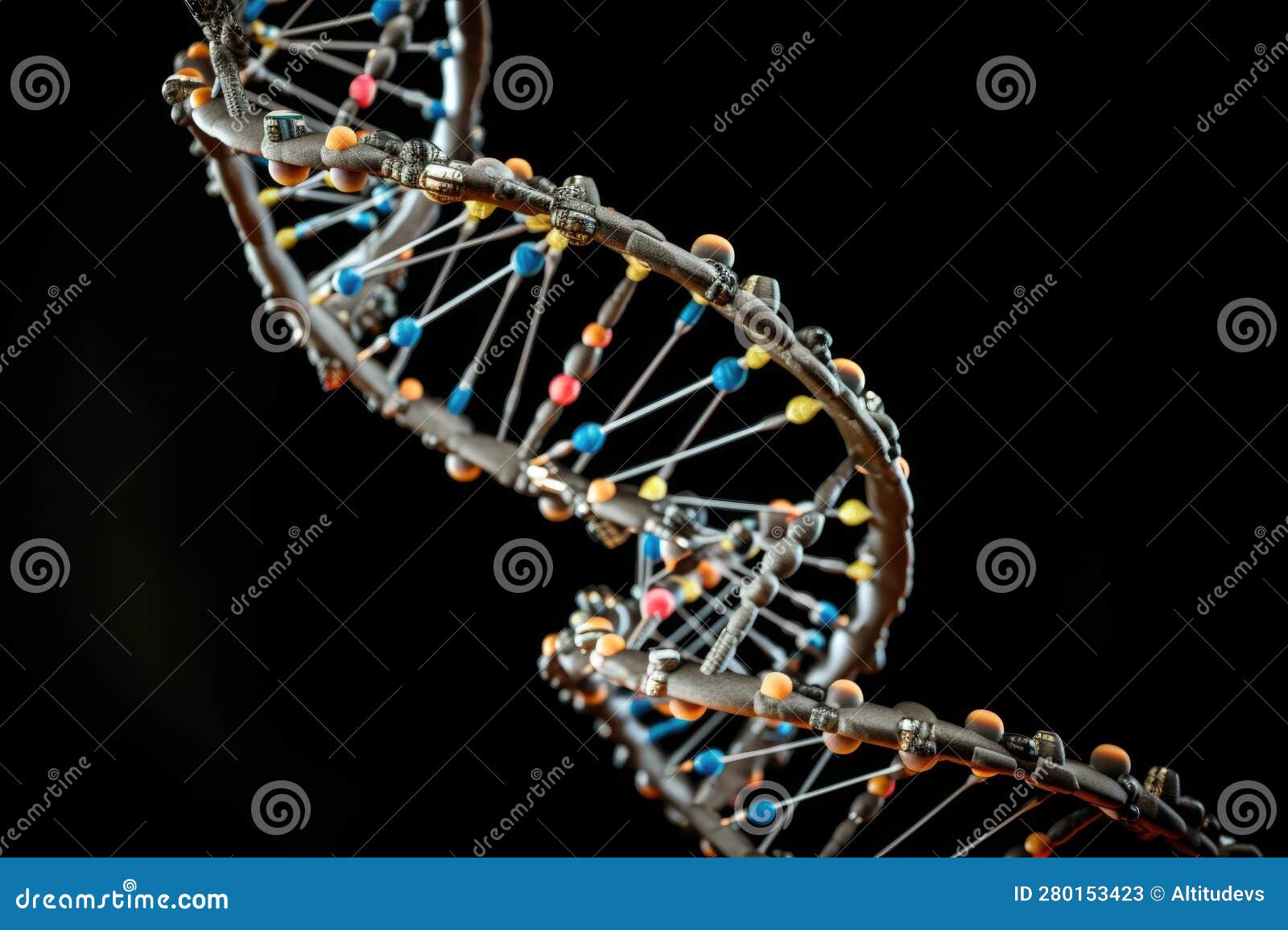 Dna Double Helix, with Atoms and Molecules Visible Stock Illustration ...