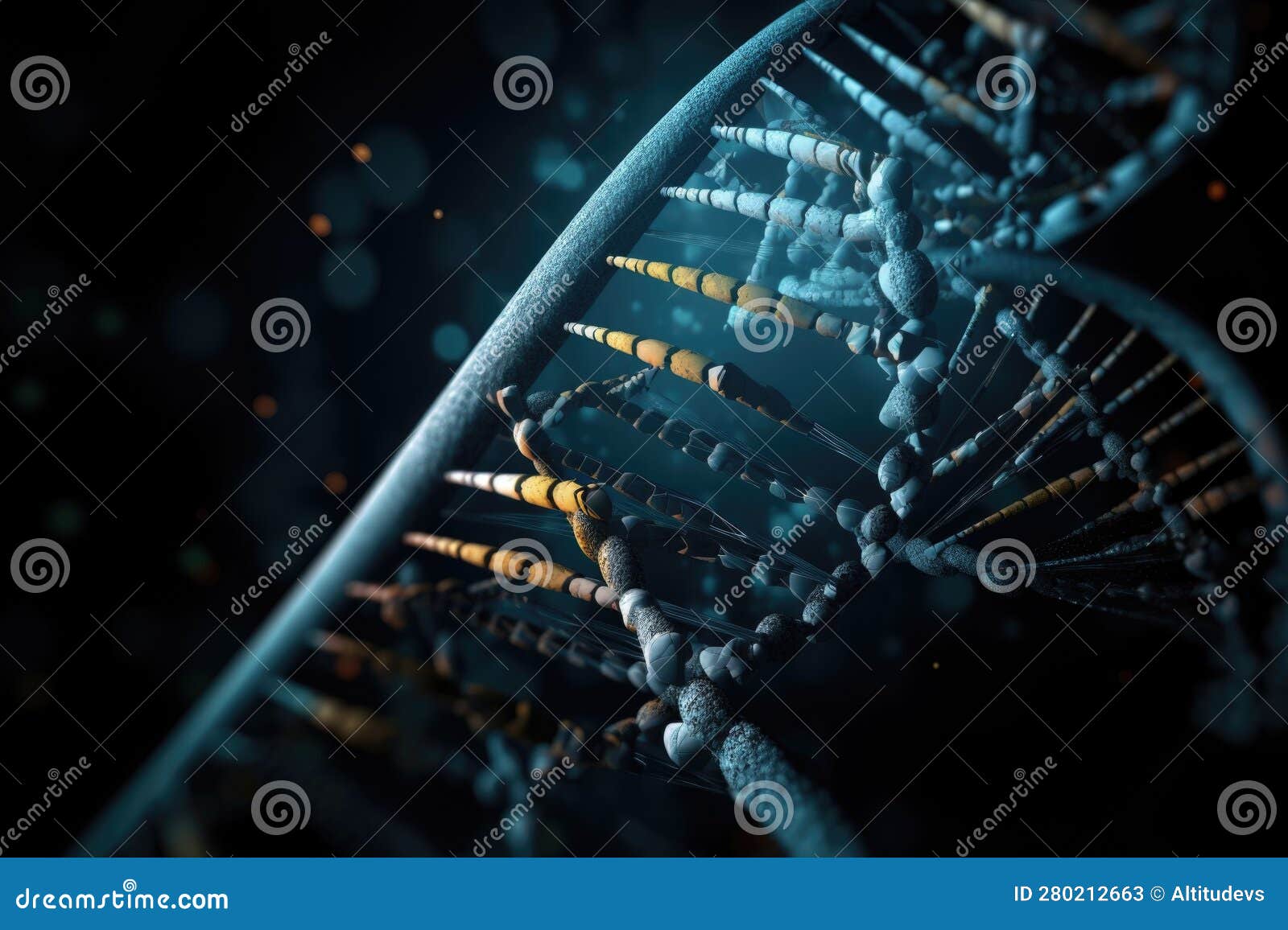 Dna Double Helix, with Atoms and Molecules Visible Stock Illustration ...