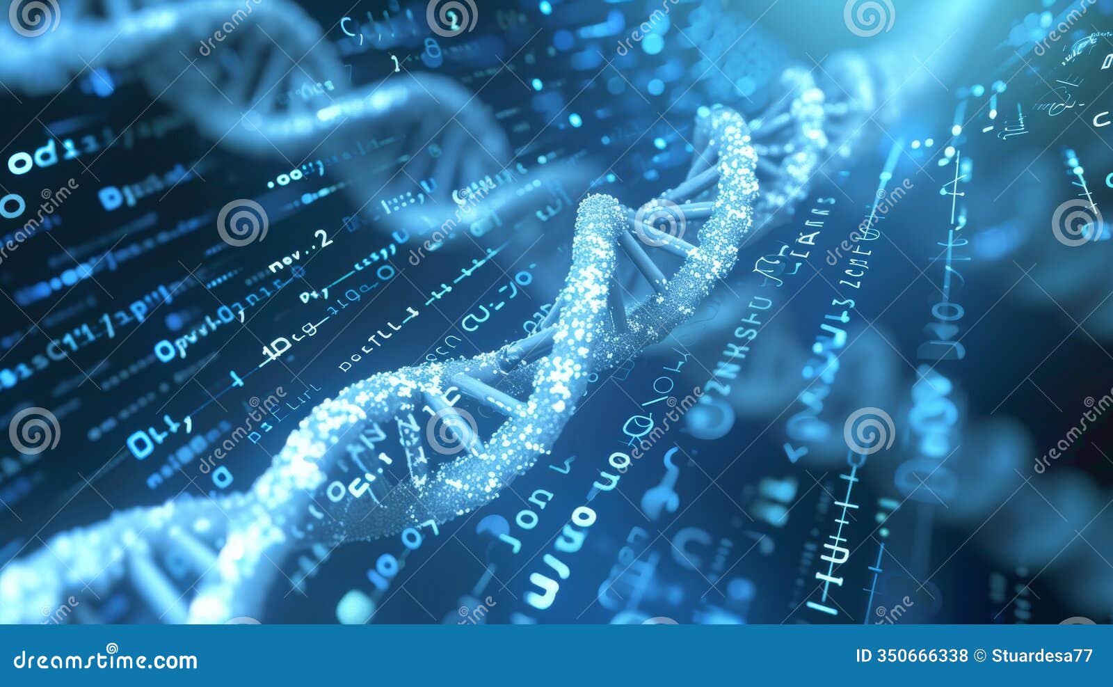 DNA Double Helix with Binary Code Background in Digital Science Concept ...