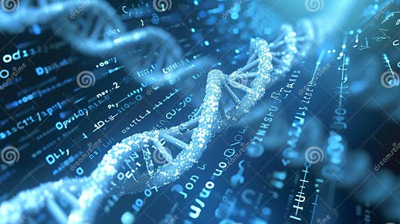 DNA Double Helix with Binary Code Background in Digital Science Concept ...