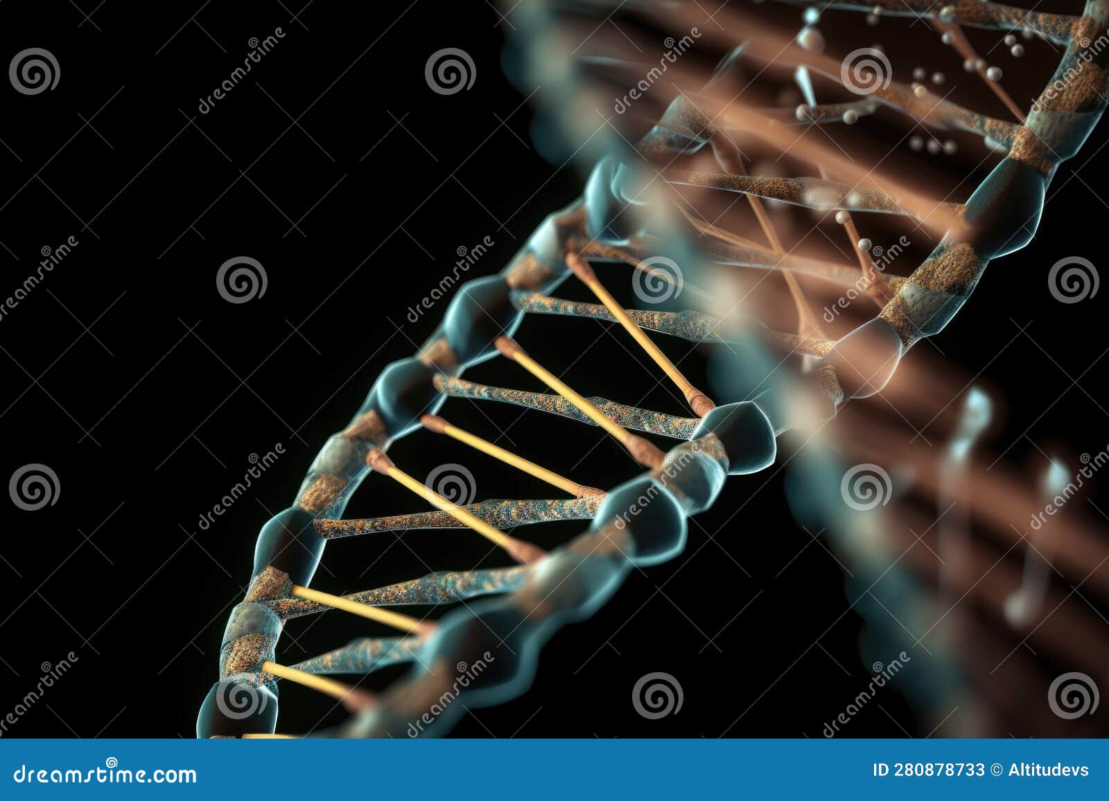 Dna Double Helix, with Close-up View of the Intertwined Strands Stock ...