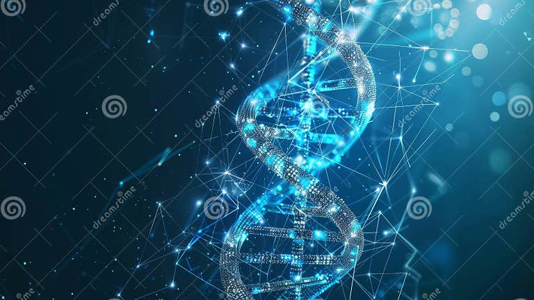 A DNA Double Helix Intertwining with Binary Code, Representing the ...