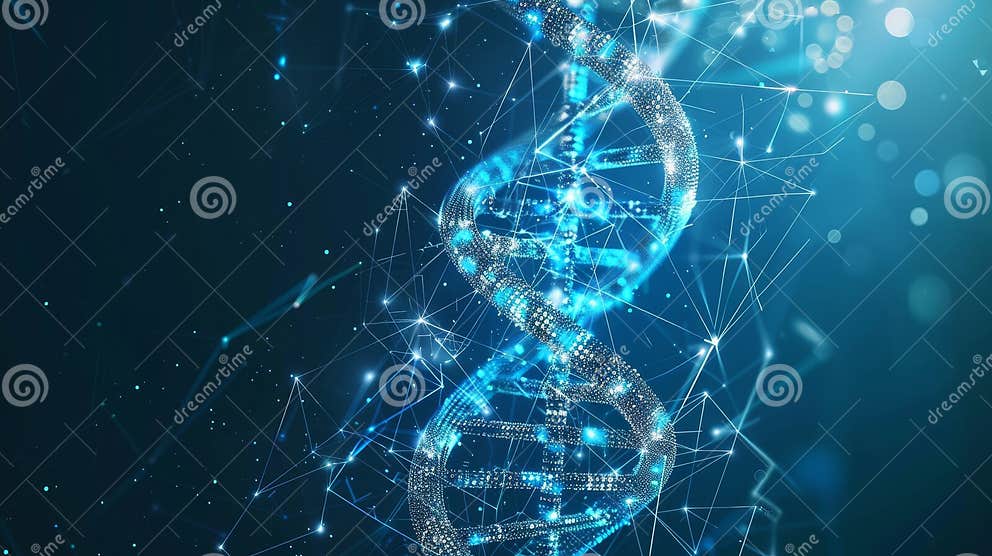 A DNA Double Helix Intertwining with Binary Code, Representing the ...