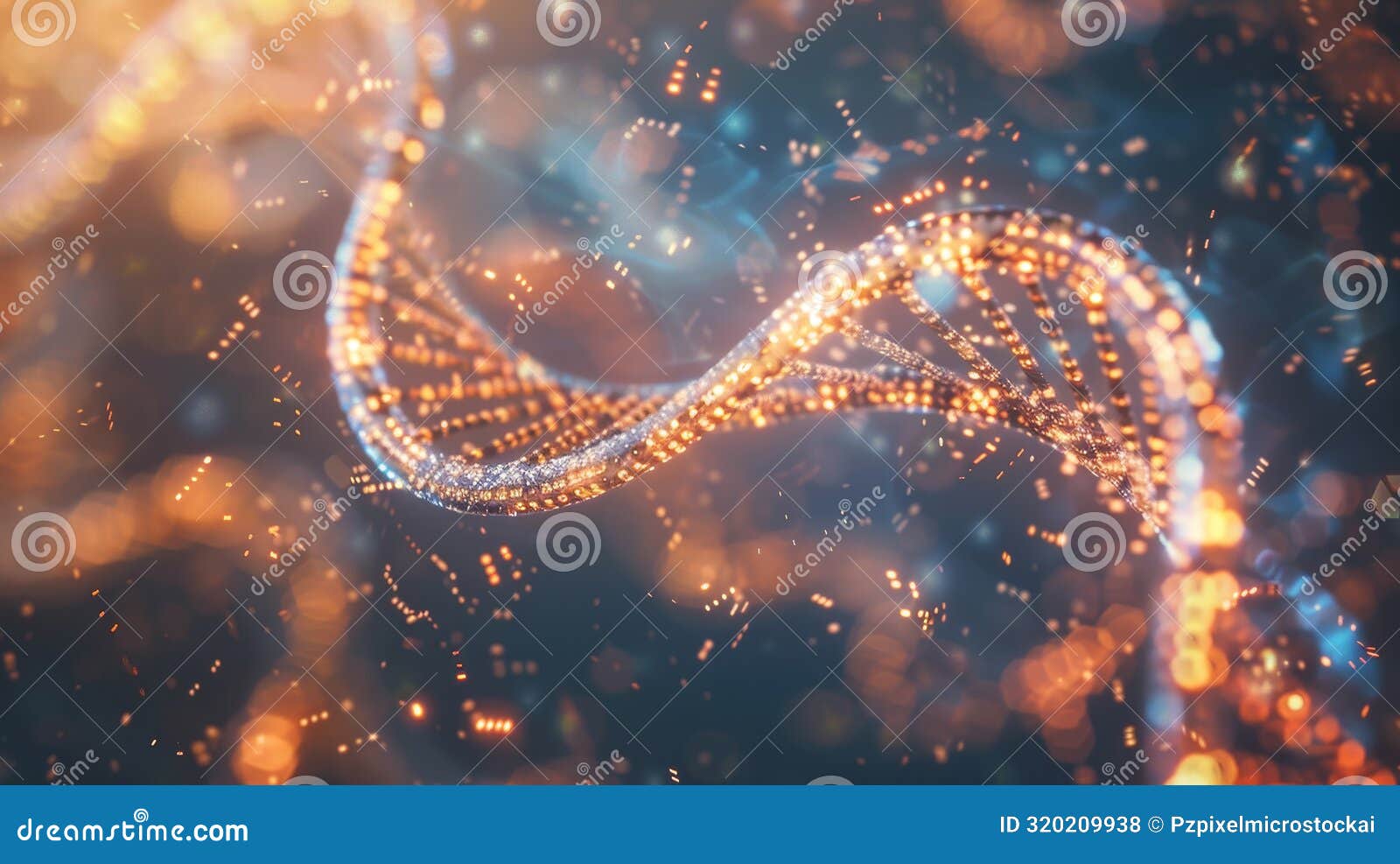 A DNA Double Helix Intertwining with Binary Code, Representing the ...