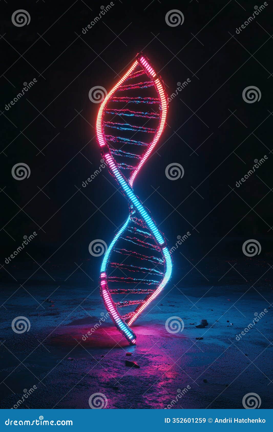 DNA Double Helix in Neon Light Visualization Stock Illustration ...