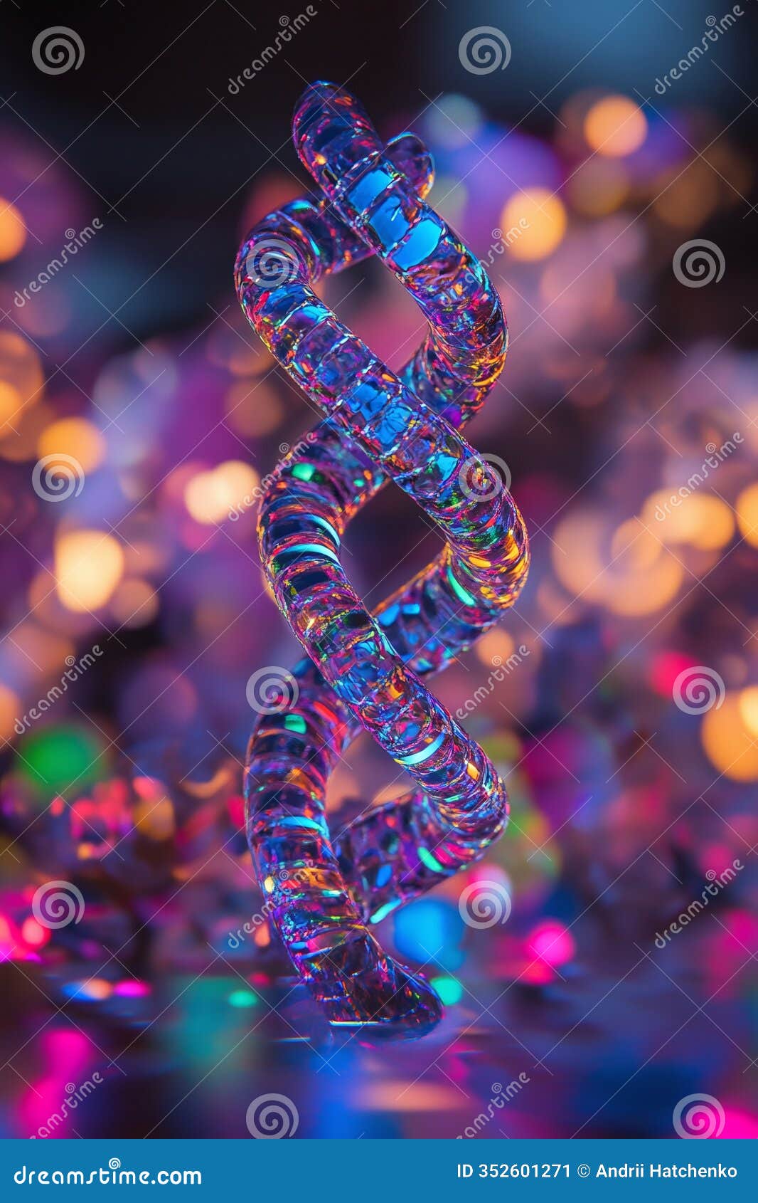 DNA Double Helix in Neon Light Visualization Stock Illustration ...