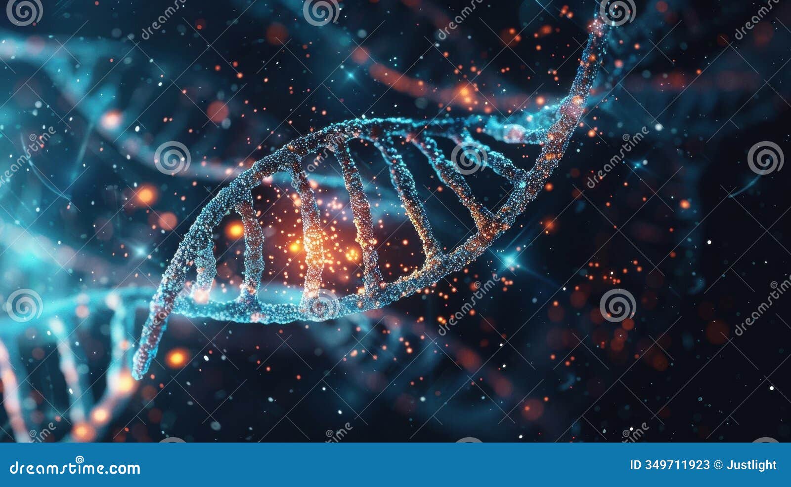 Dna Double Helix Rotating in a Microscopic Environment with Glowing ...