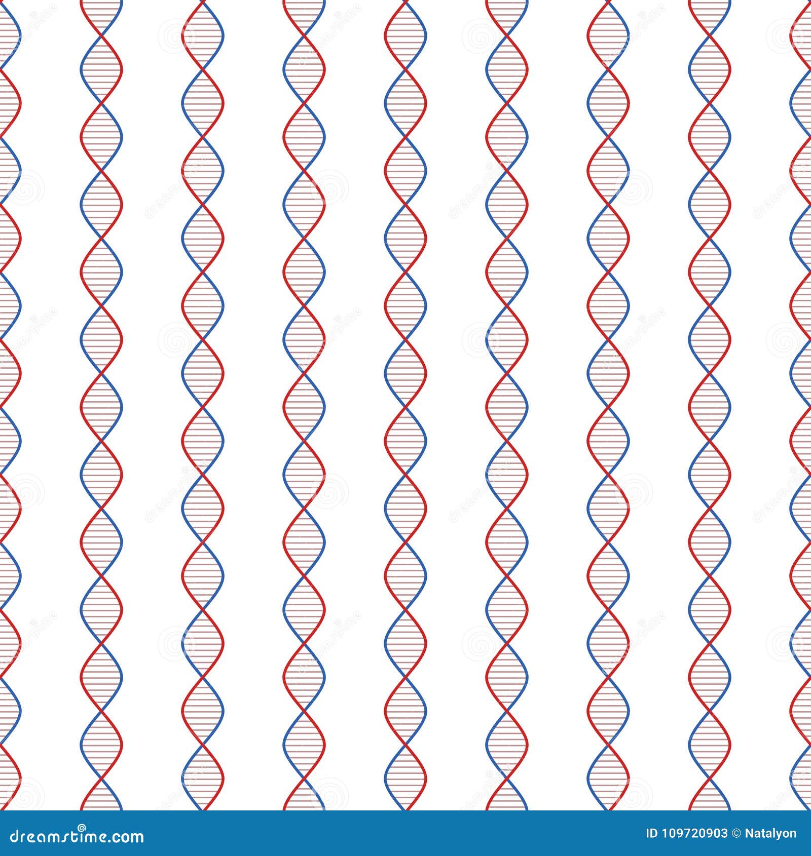 DNA Double Helix Simple Stylized Seamless Pattern in Blue Red and White ...