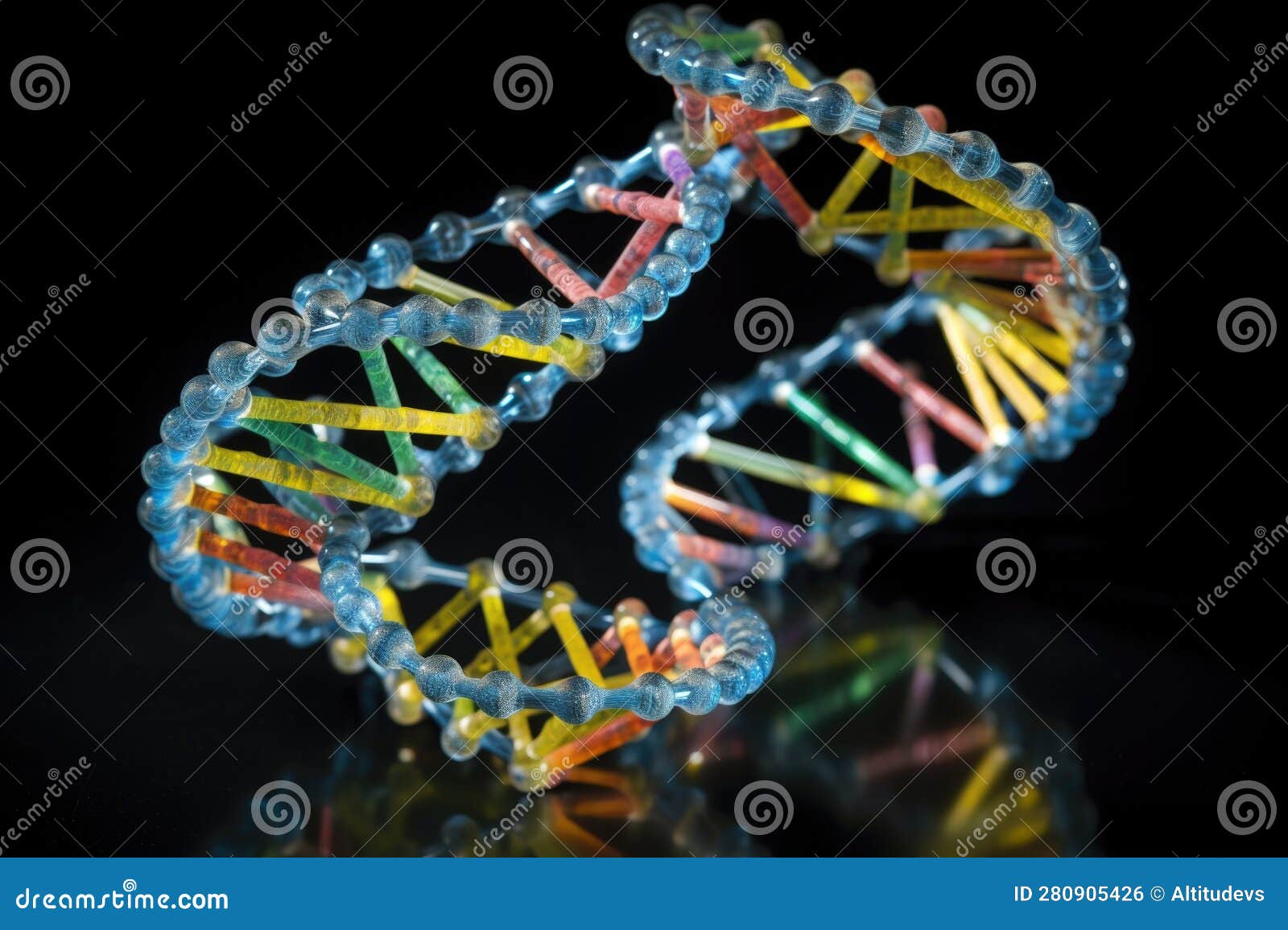Dna Double Helix, Spiraling Around Each Other in 3-dimensional ...