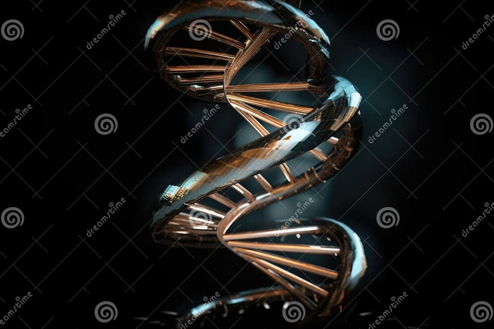 Dna Double Helix, Spiraling Around Each Other in 3-dimensional ...