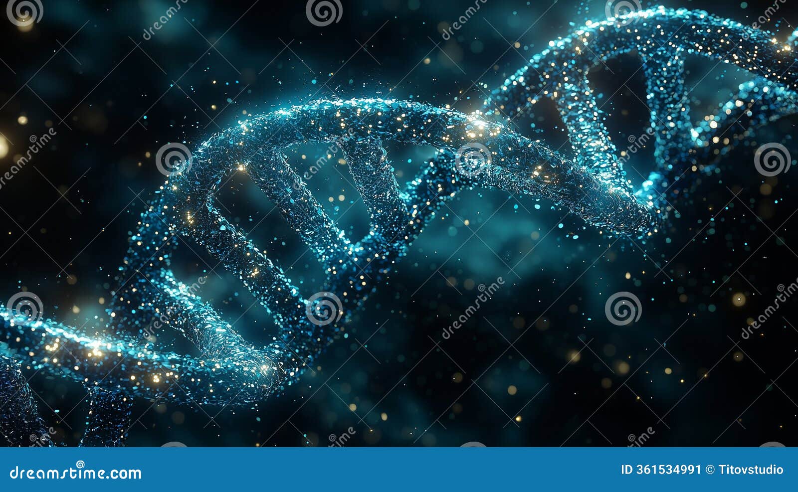 DNA Double Helix Structure on Dark Background. Stock Image - Image of ...