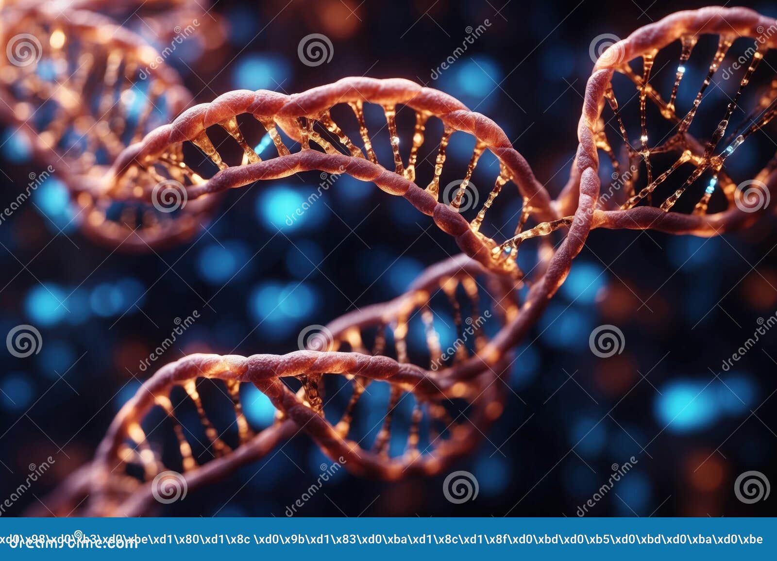 DNA Double Helix Structure at Detailed Microscope View. Ai Generative ...