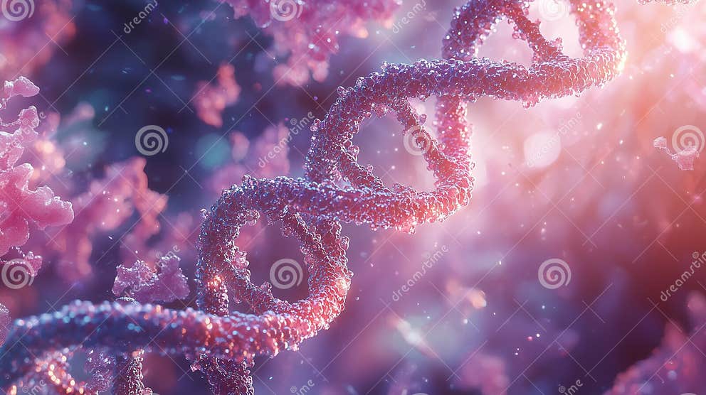 DNA Double Helix Structure on Pink Background. Stock Image - Image of ...