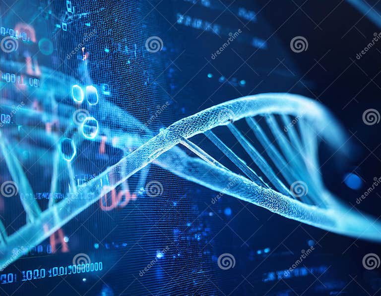A DNA Double Helix Structure Superimposed on a Background of Binary ...