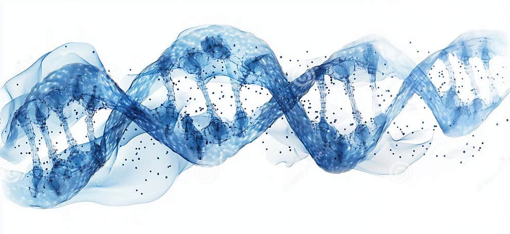 DNA Double Helix Structure Visualization with Flowing Blue Waves and ...