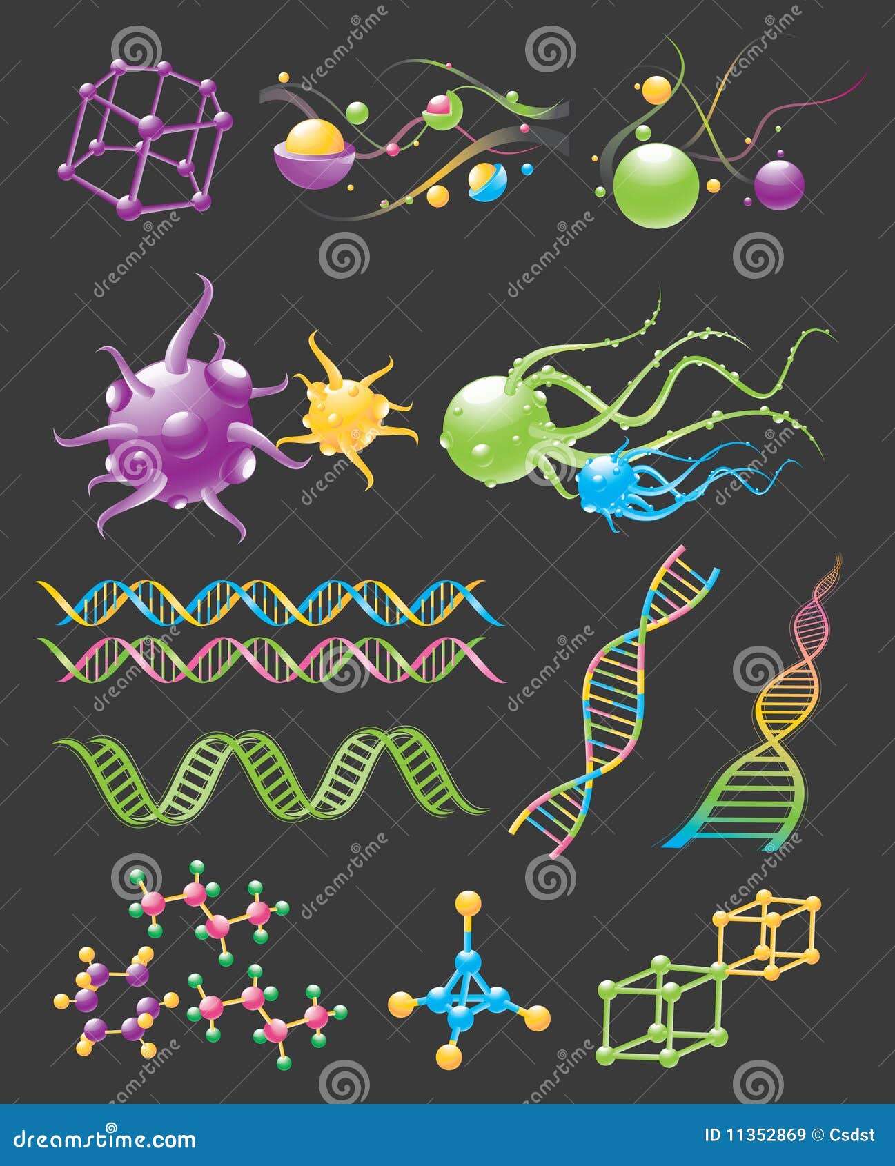 DNA elements stock vector. Illustration of molecule, backdrop - 11352869