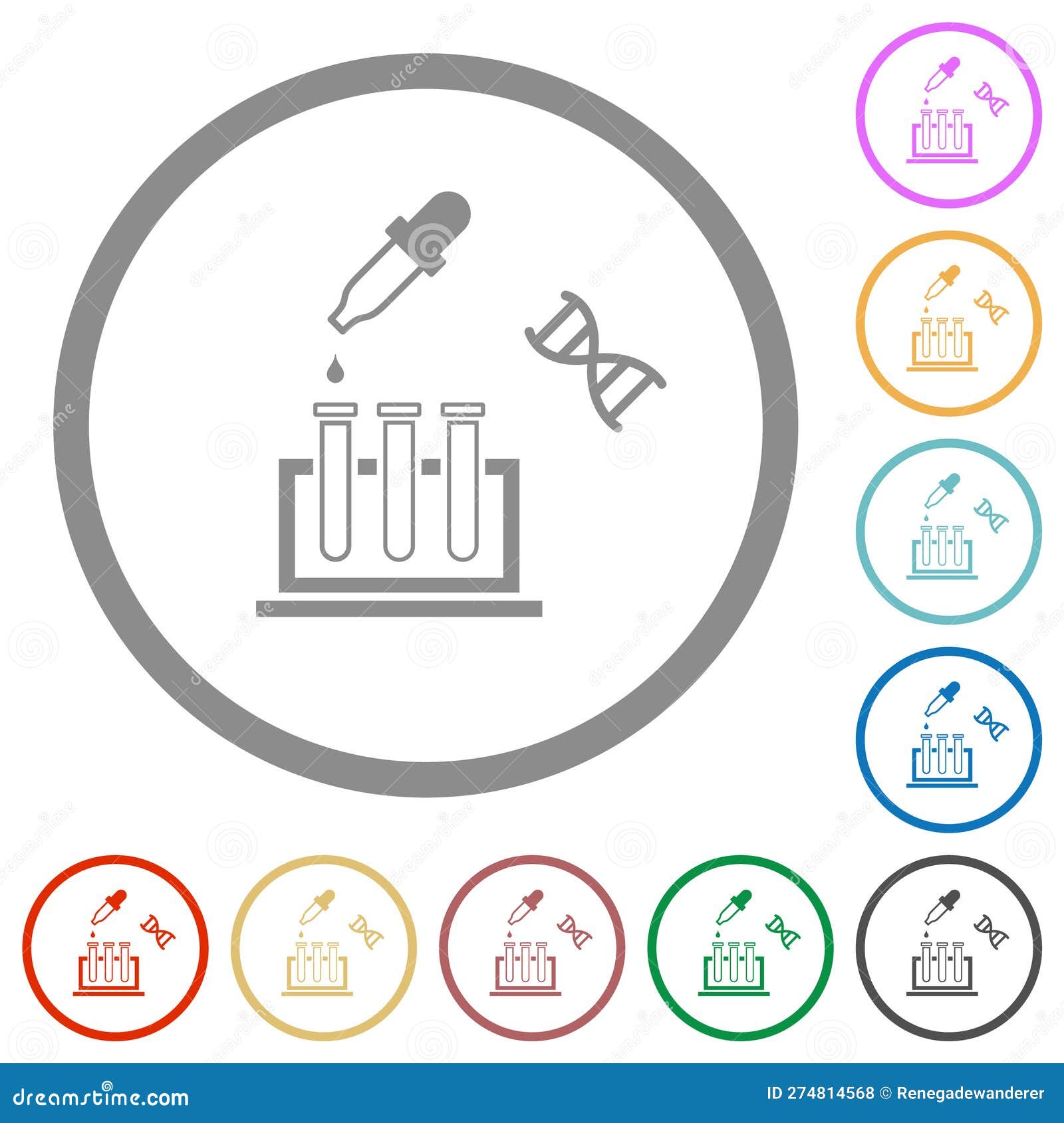 DNA Experiment Flat Icons with Outlines Stock Vector - Illustration of ...