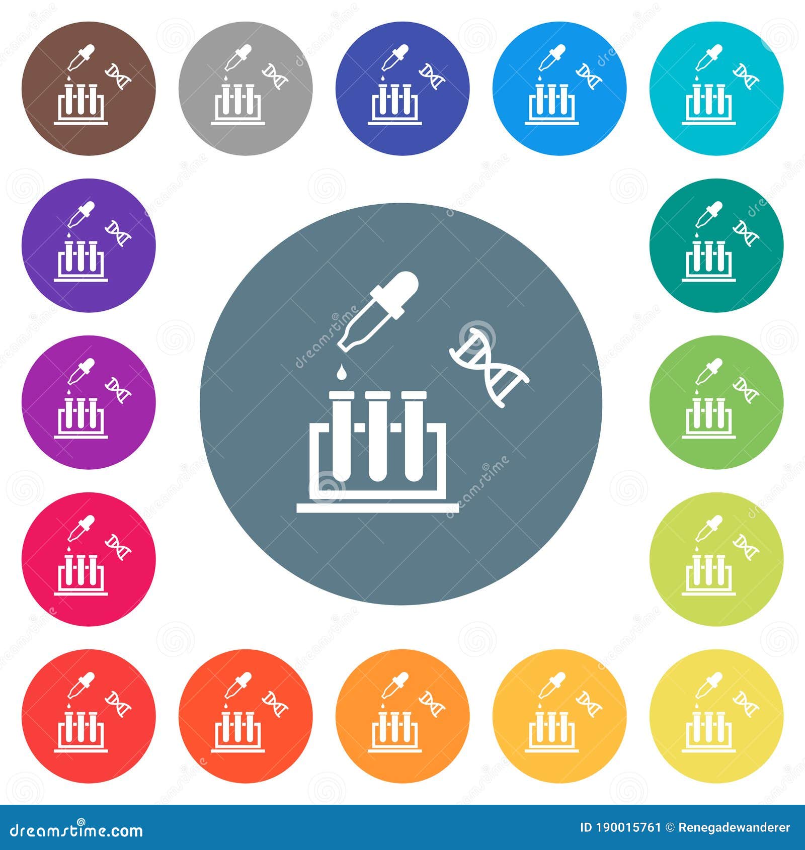 DNA Experiment Flat White Icons On Round Color Backgrounds Cartoon ...