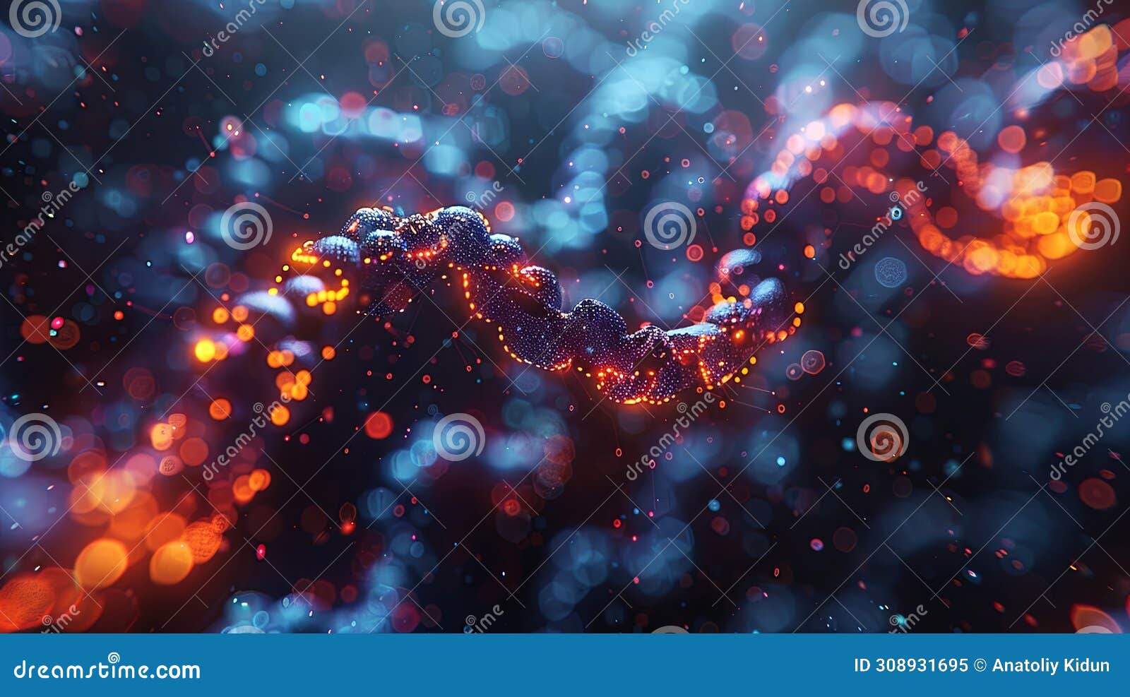 DNA Gene Helix Spiral 3D Loop, Chromosome Molecule Cell. DNA Molecule ...