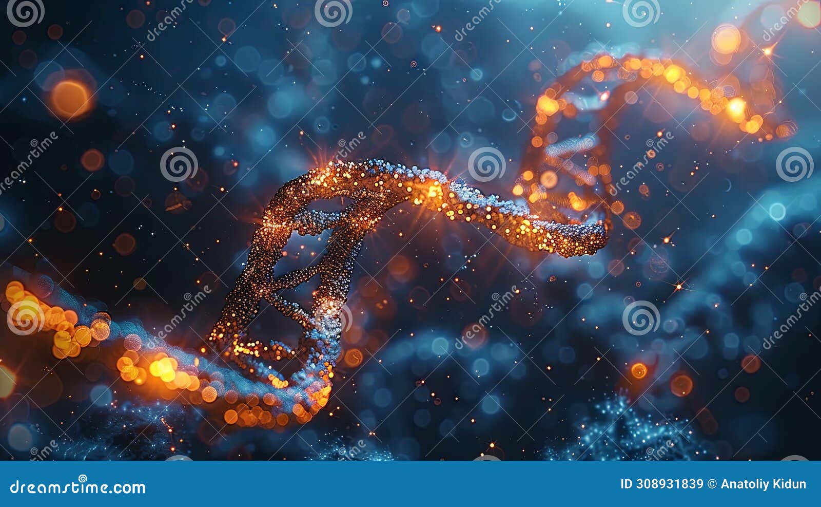 DNA Gene Helix Spiral 3D Loop, Chromosome Molecule Cell. DNA Molecule ...