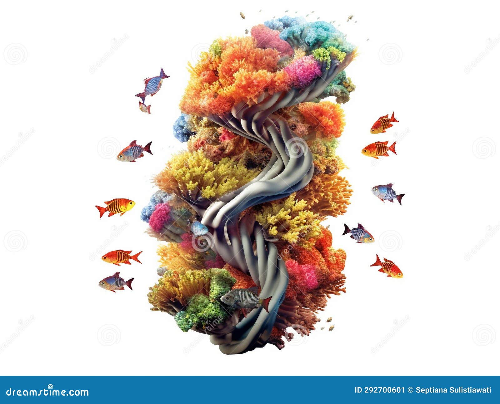 DNA Gene of Marine Fish in Word, Isolated in White, Generated AI Stock ...