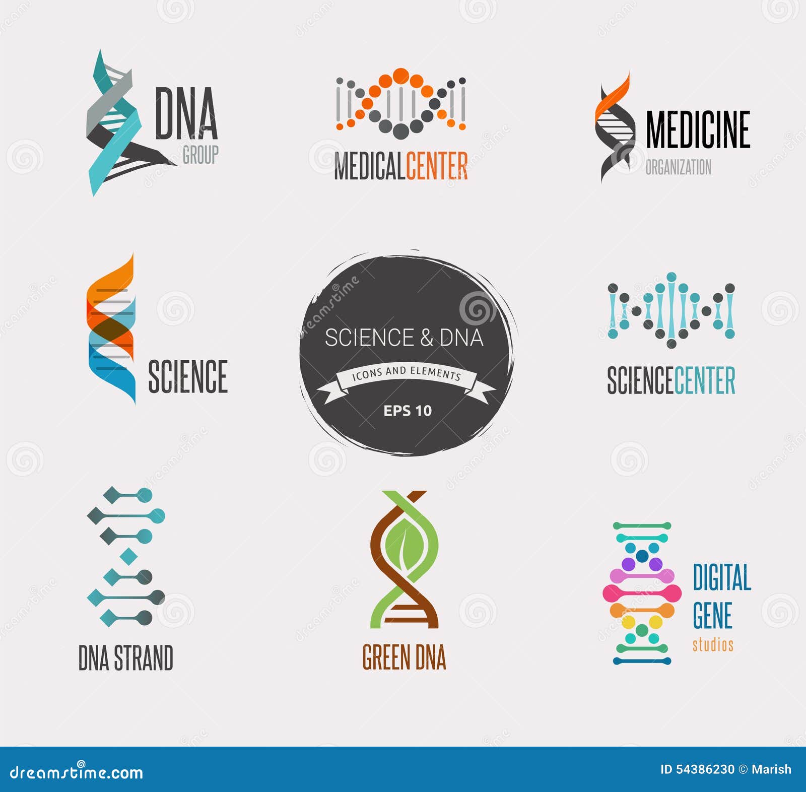 DNA, Genetic Elements and Icons Collection Stock Vector - Illustration ...