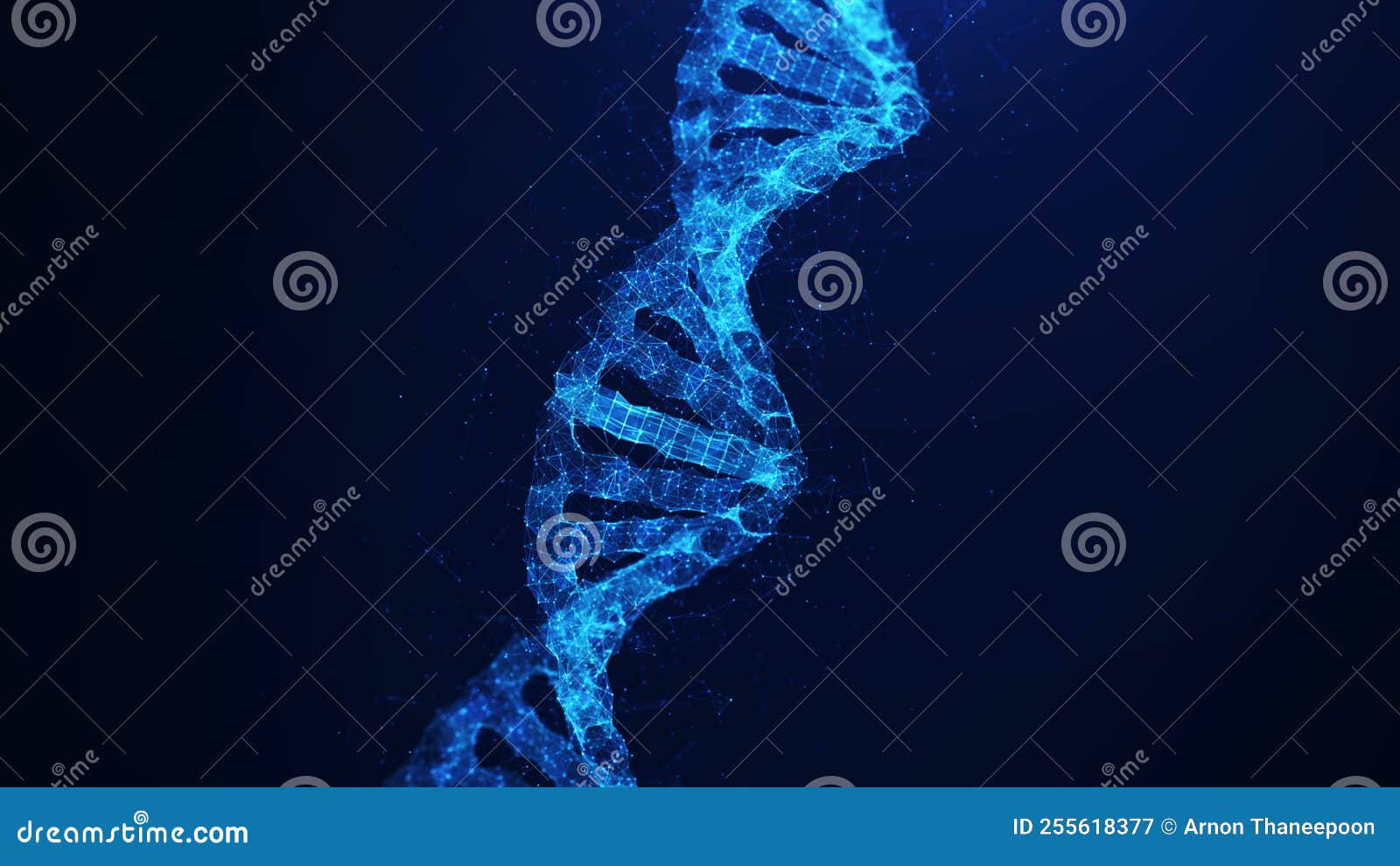 DNA Genetic Modeling Technology Concept. Helix Interconnected Polygons ...