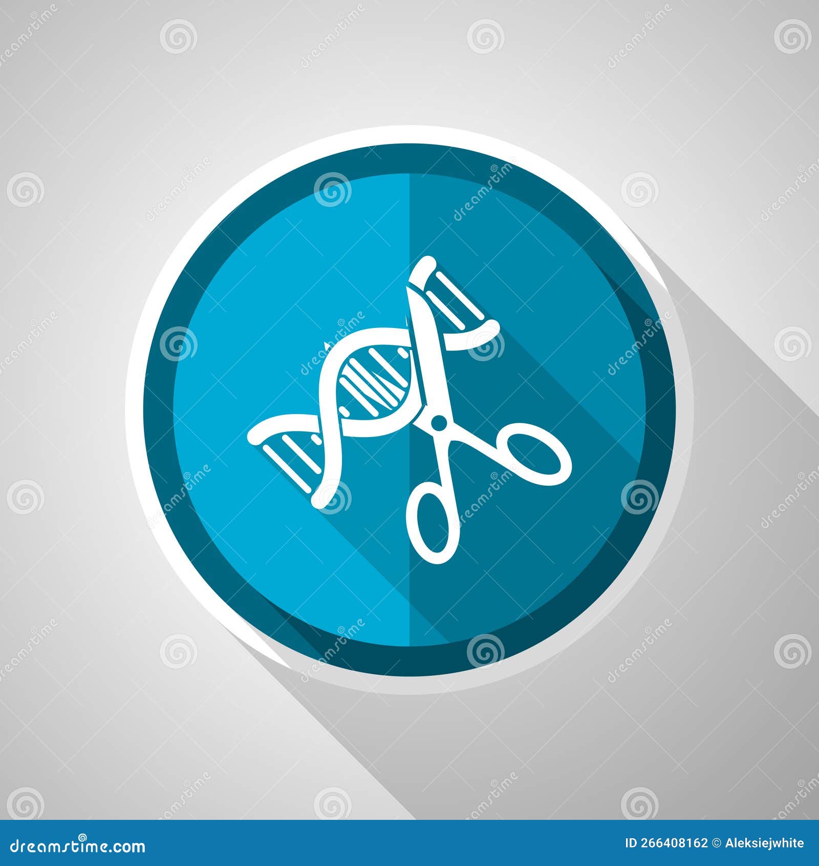 Dna, Genetic Modification Symbol, Flat Design Vector Blue Icon with Long Shadow Stock ...