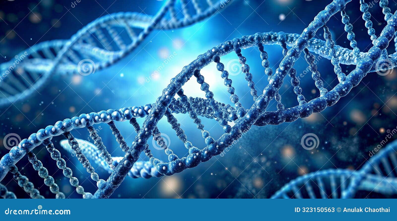 Dna Genetics Electron Microscopy on Blue Background AI Generative Stock ...