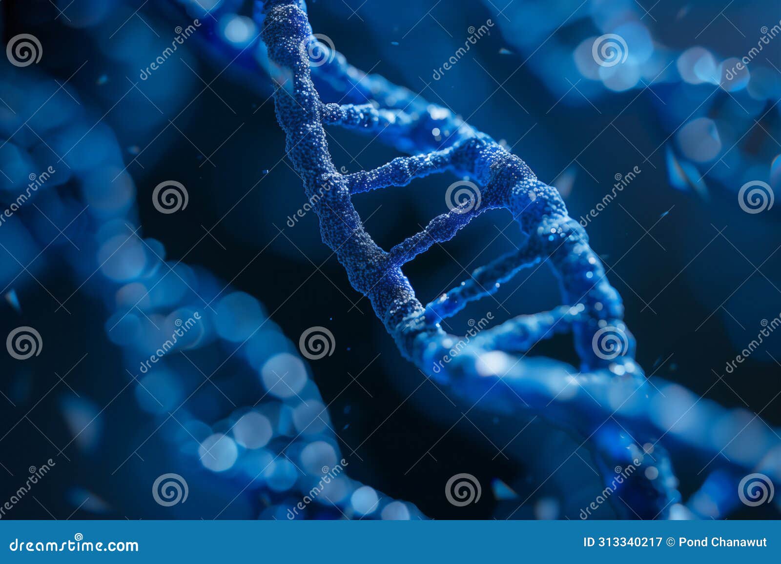Dna Genetics Electron Microscopy on Blue Background Stock Illustration ...