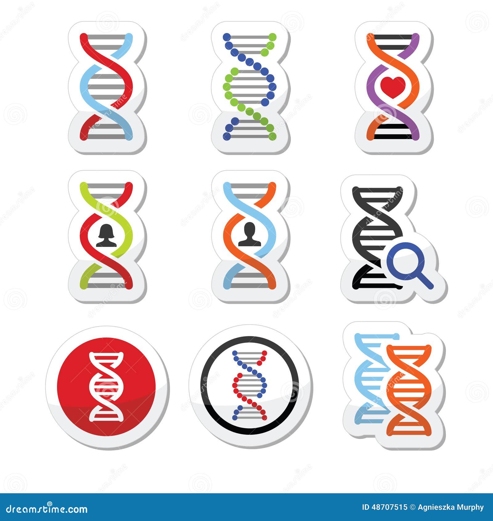 DNA, genetics icons set stock illustration. Illustration of laboratory ...