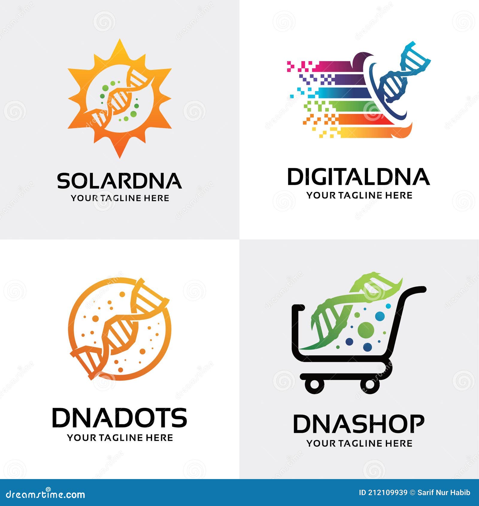 DNA Genetics Logo Set Design Template Collection Stock Vector ...