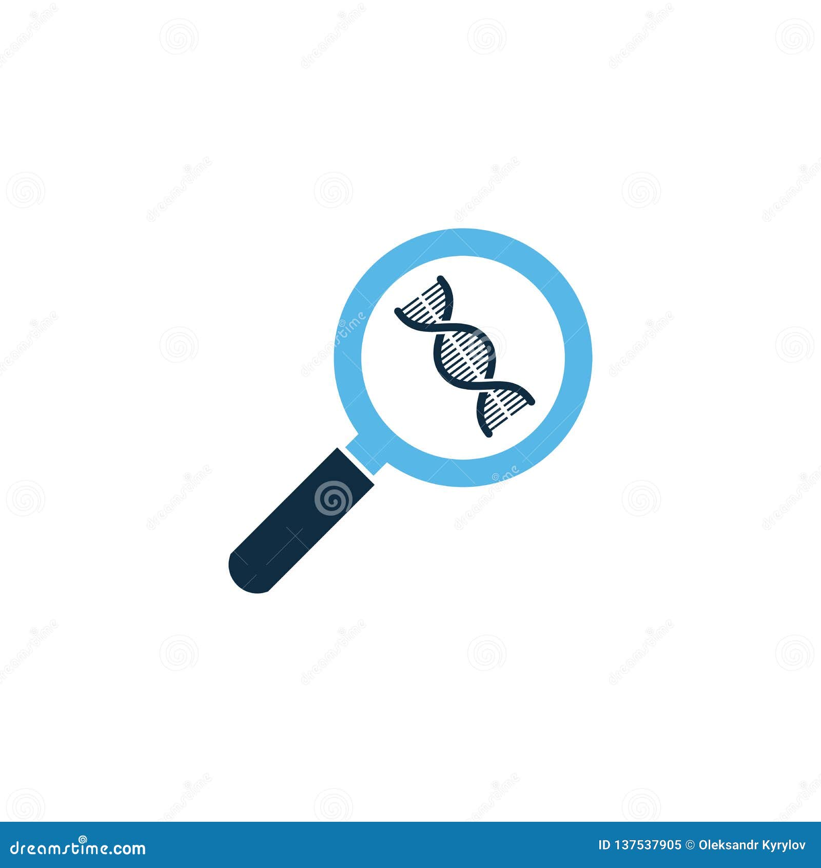 DNA Chain And Magnifying Glass Line And Solid Icon, Science Concept ...