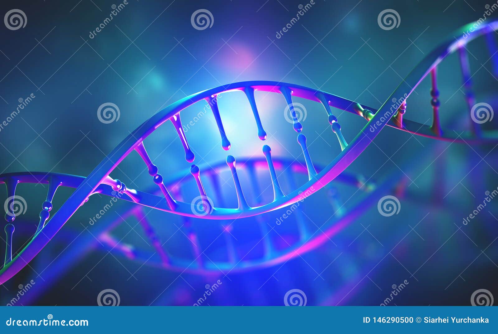 DNA Genome Research. Bright Neon Light Stock Illustration ...