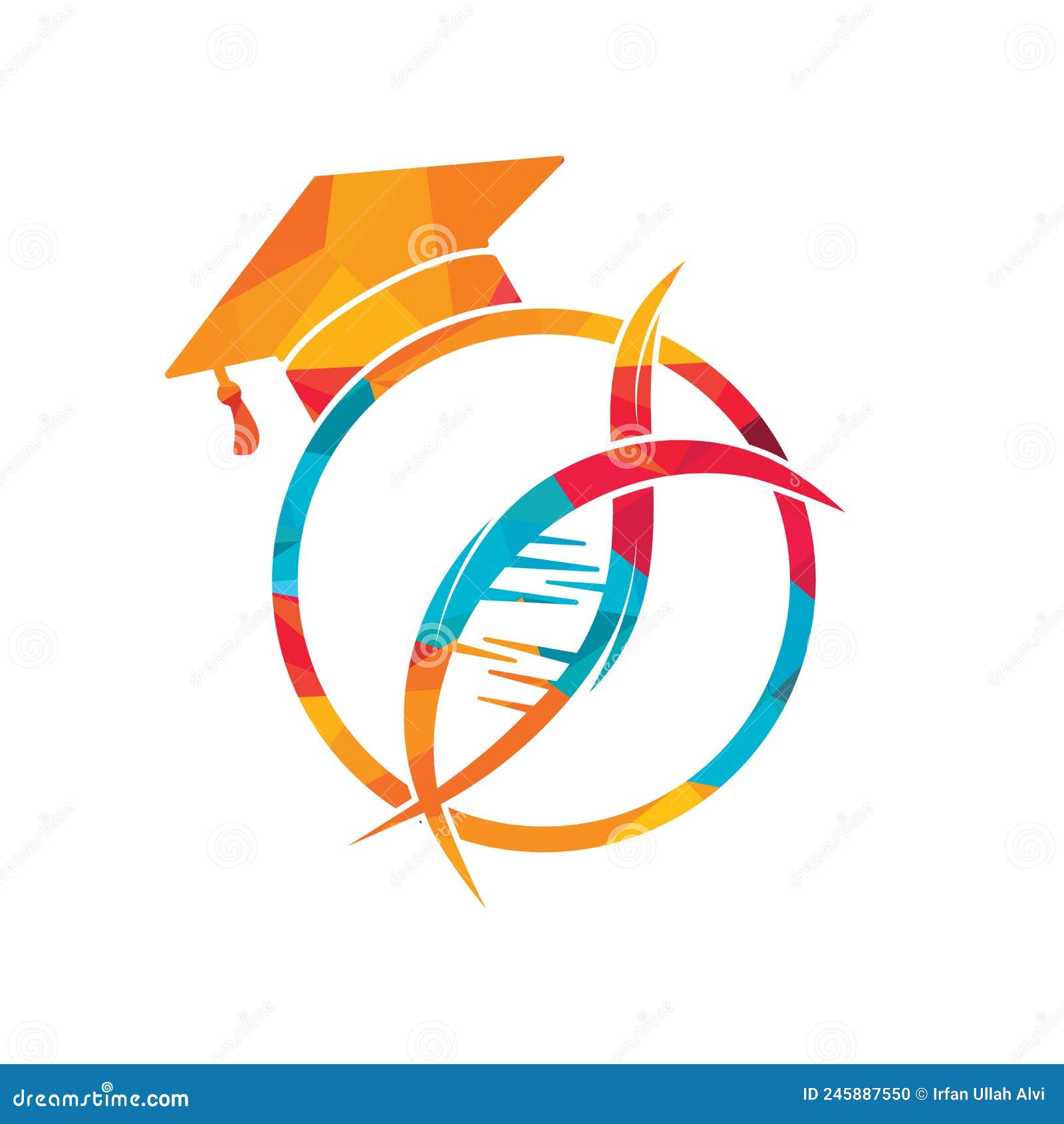 DNA Graduation Vector Logo Design. Science School Vector Logo Concept ...