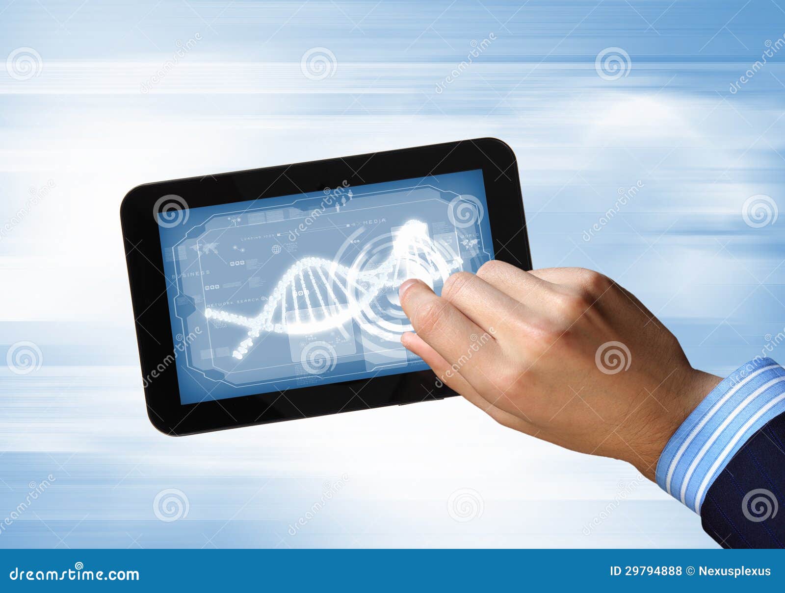 Dna Strand on the Tablet Screen Stock Photo - Image of human, health ...