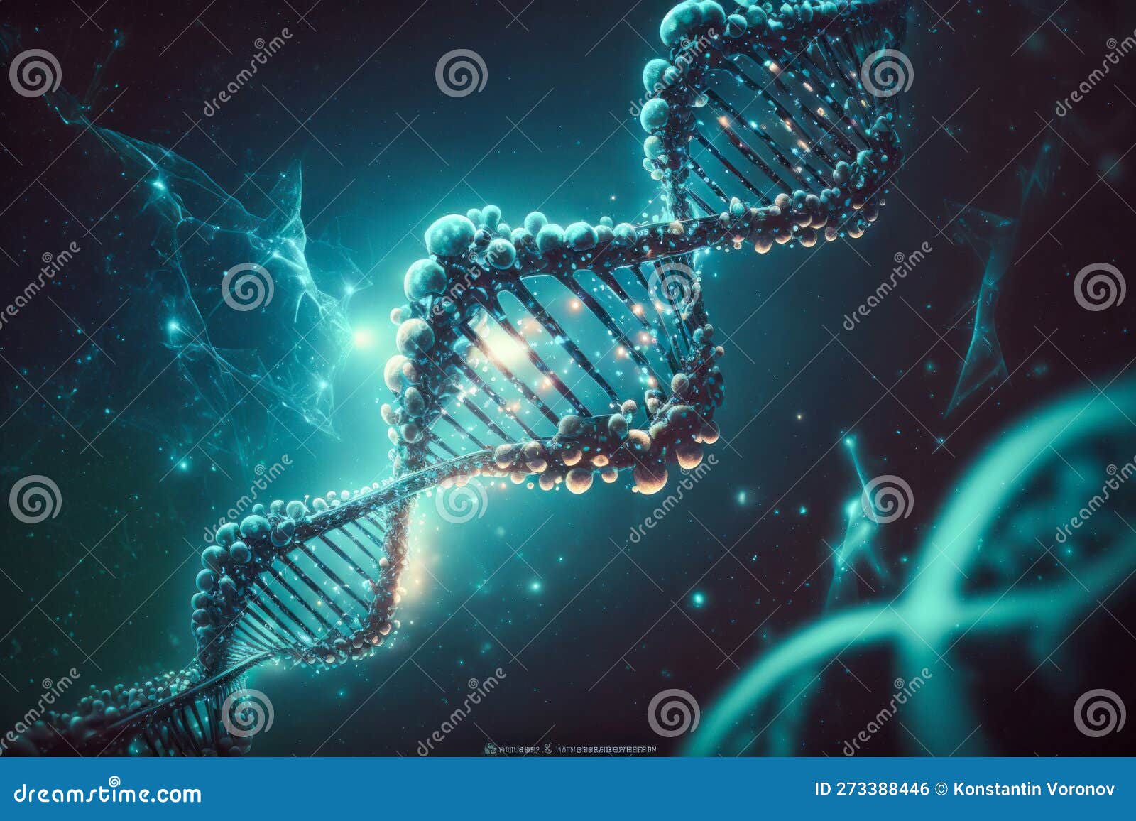 DNA Helix Abstract Illustration, Blue Toning Stock Illustration ...